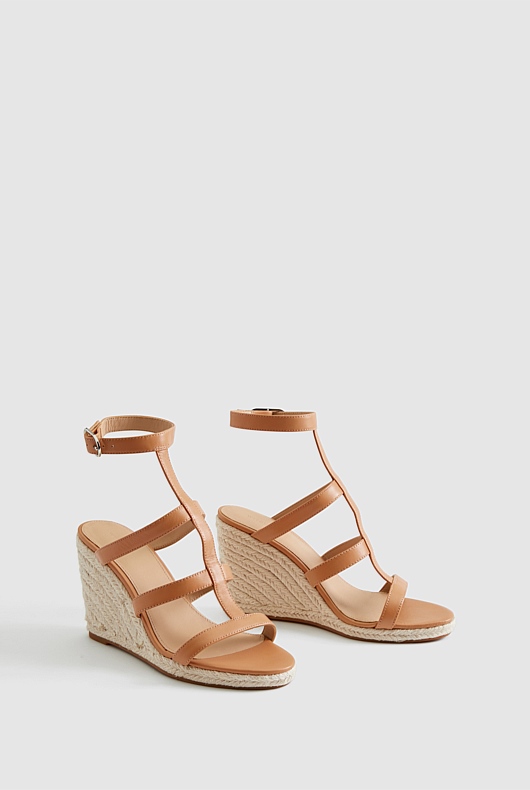 Almond Miami Leather Wedge - Women's Espadrilles & Wedges | Witchery