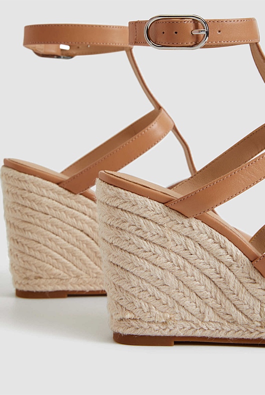 Almond Miami Leather Wedge - Women's Espadrilles & Wedges | Witchery