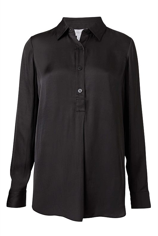Black Half Placket Shirt - Women's Foundation Shirts | Witchery