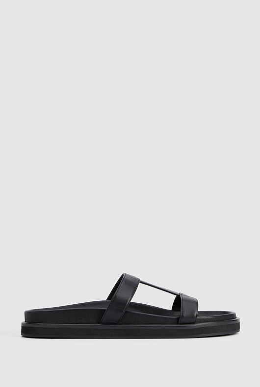 Black Miami Leather Slide - Women's Sandals | Witchery