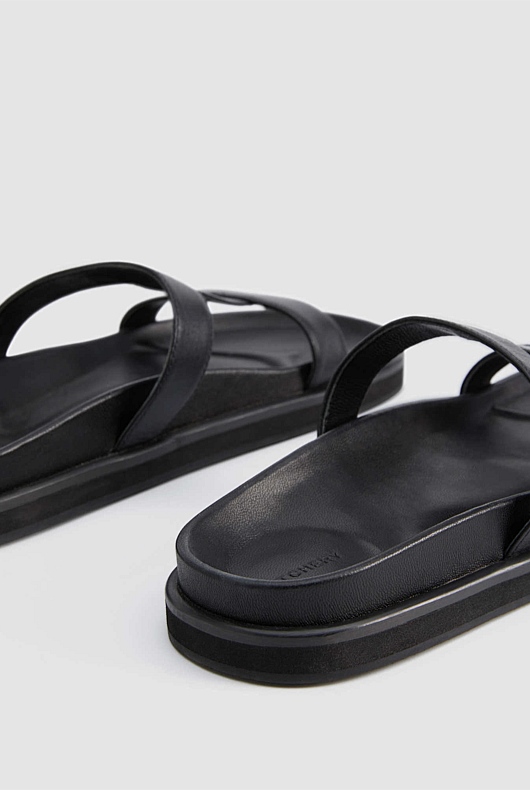 Black Miami Leather Slide - Women's Sandals | Witchery