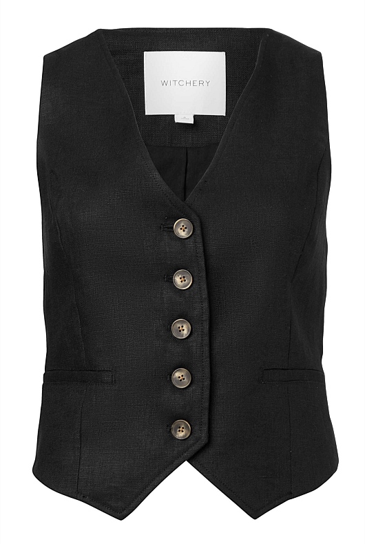 Black Linen Waistcoat - Women's Jackets | Witchery