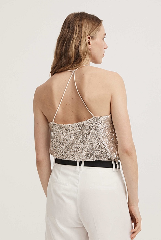 Silver Sequin Camisole Top - Women's Camisoles | Witchery