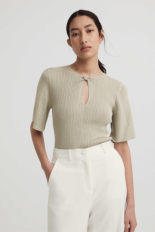 Flax Twist Neck Knit - Women's Evening Tops | Witchery