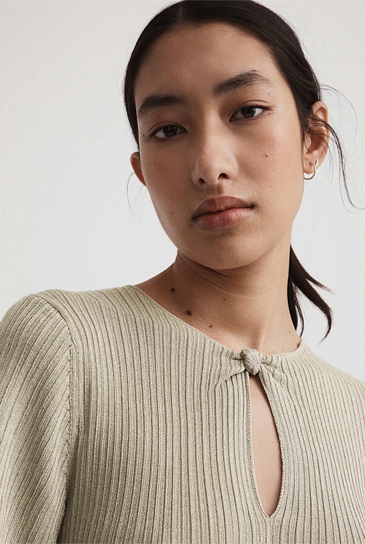 Flax Twist Neck Knit - Women's Evening Tops | Witchery