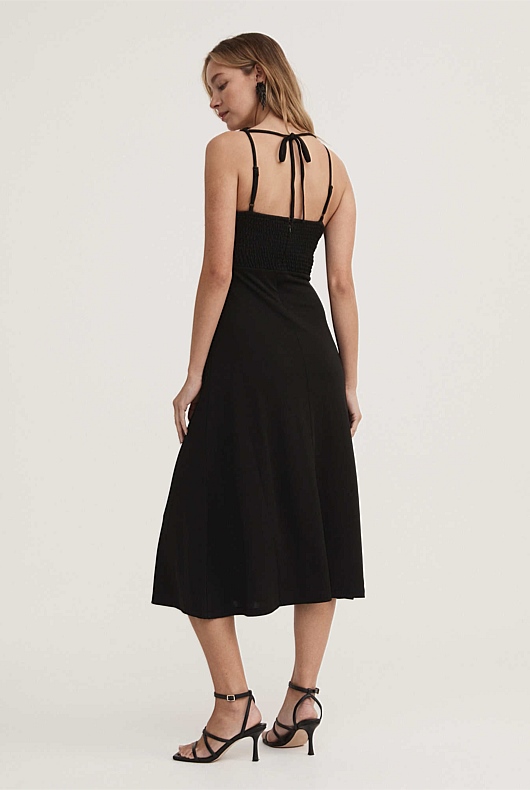 Black Ruched Strap Dress - Women's A Line Dresses | Witchery
