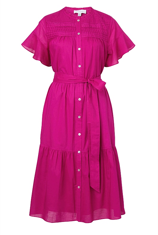 Berry Cotton Pintuck Dress - Women's A Line Dresses | Witchery