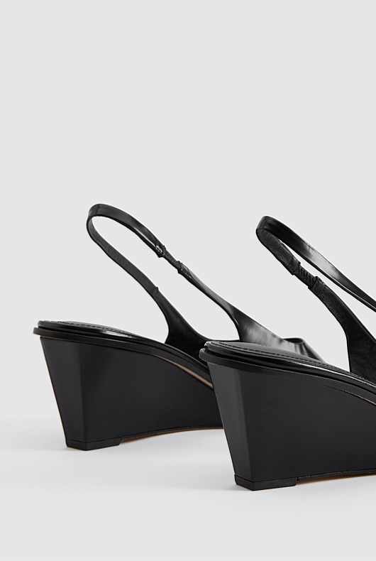 Black Sutton Leather Wedge - Women's Workwear Shoes | Witchery