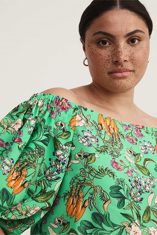 Apple Green Garden Floral Blouse - Women's Evening Shirts | Witchery