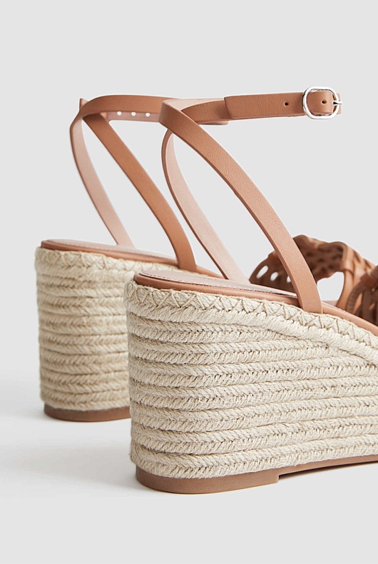 Almond Elsa Leather Wedge - Women's Espadrilles & Wedges | Witchery