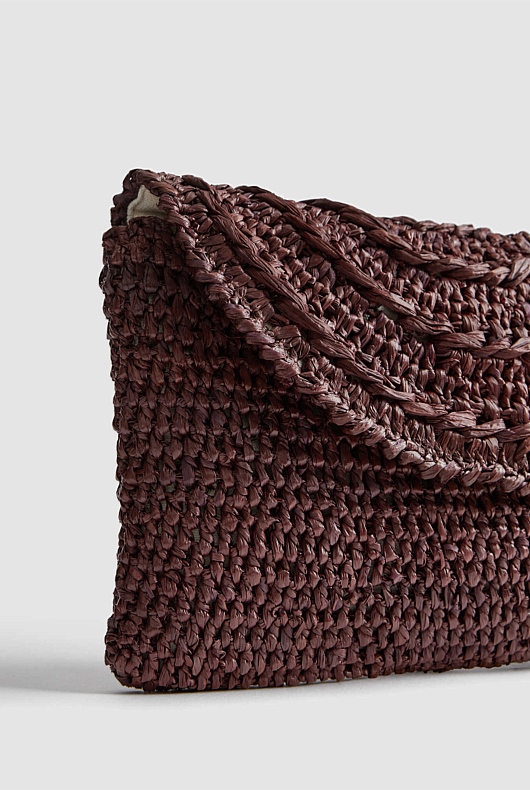 Rust Crochet Raffia Clutch - Women's Bags | Witchery