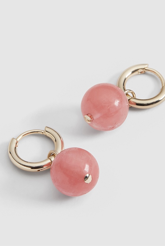 Pink Mini Semi-Precious Hoop - Women's Earrings | Witchery