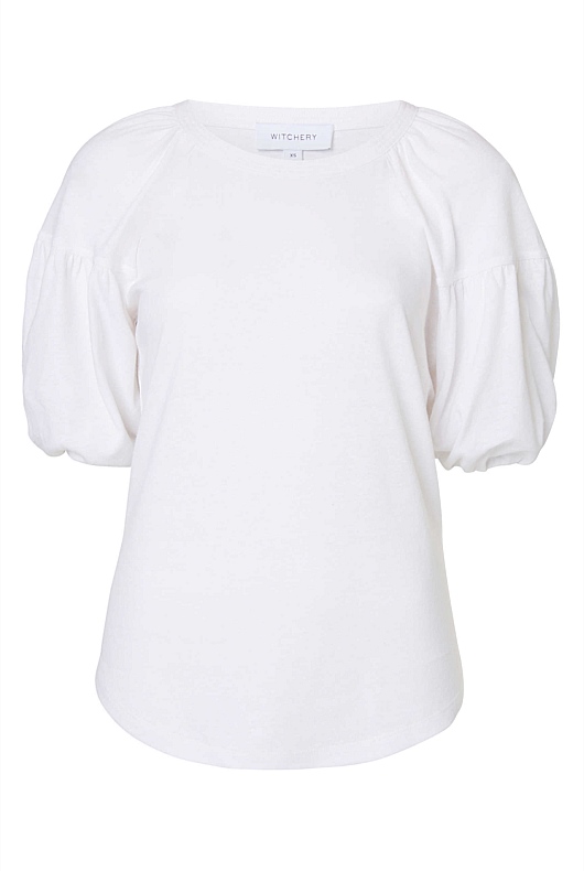 Pure White Cotton Linen Full Sleeve Top - Women's Puff Sleeve Tops ...