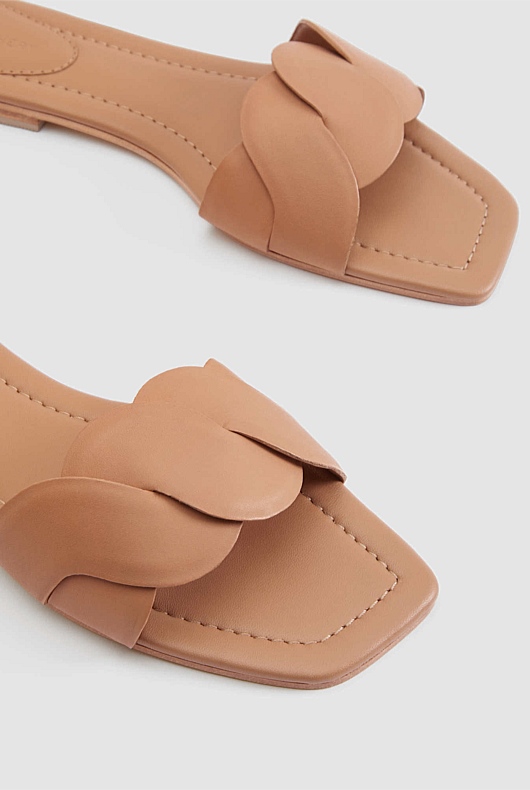 Almond Valentina Leather Slide - Women's Sandals | Witchery
