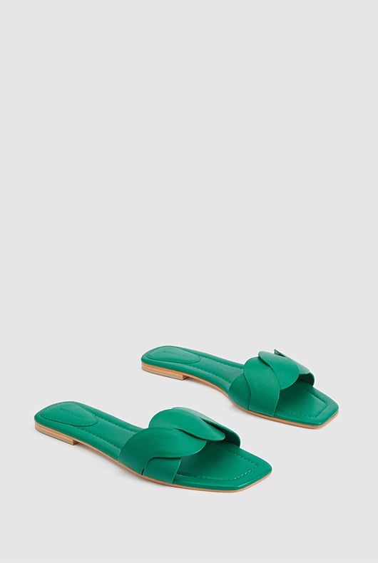 Viridian Green Valentina Leather Slide - Women's Sandals | Witchery