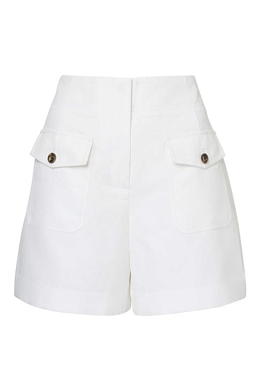 Chalk Cotton Linen Pocket Detail Short - Women's Cotton Shorts | Witchery