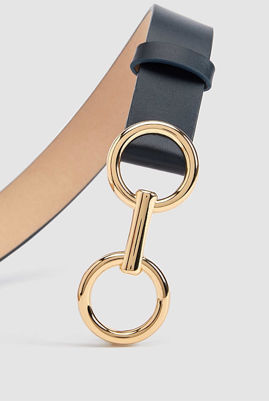 Navy Snaffle Leather Belt - Women's Belts | Witchery