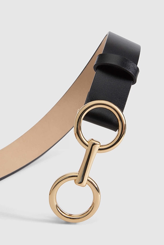Black Snaffle Leather Belt - Women's Belts | Witchery