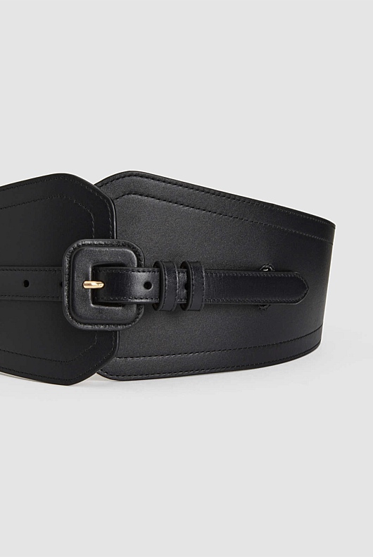 Black Double Belt Leather Corset - Women's Belts | Witchery