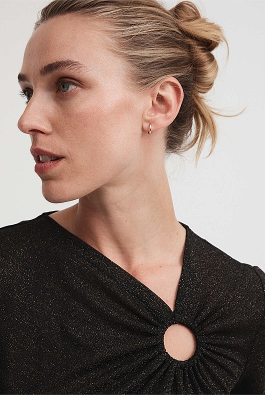 Gold Multi Metallic Ring Detail Top - Women's Evening Tops | Witchery