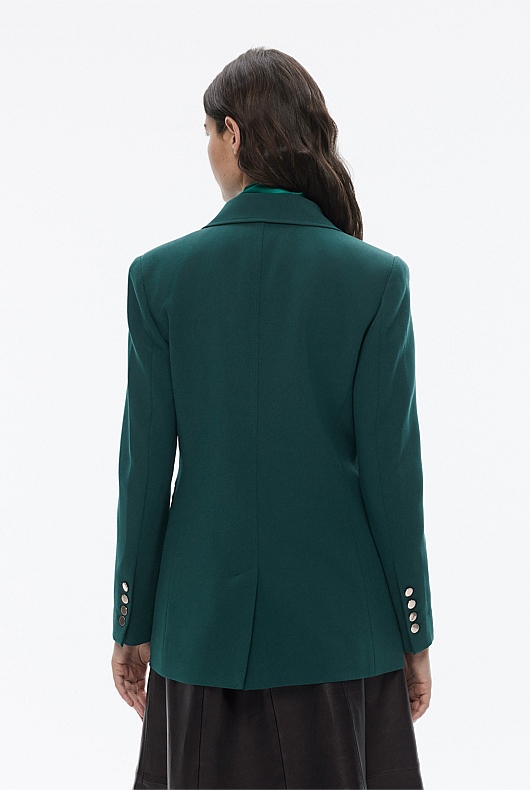 Petrol Green Classic Double Breasted Blazer - Women's Blazers | Witchery