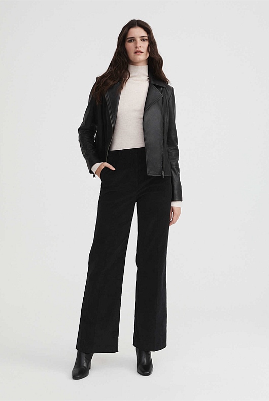 Black Leather Biker Jacket - Women's Jackets | Witchery
