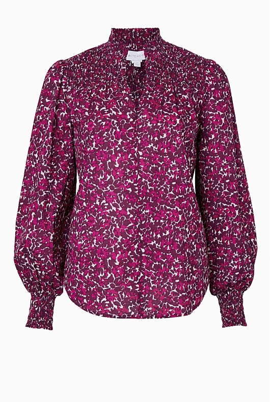 Cranberry Berry Floral Shirred Blouse - Women's Evening Shirts | Witchery