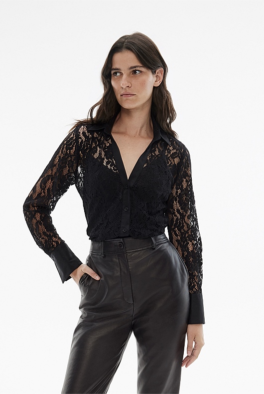 Black Lace Shirt - Women's Evening Shirts | Witchery