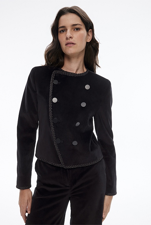 Black Cotton Velvet Jacket - Women's Jackets | Witchery