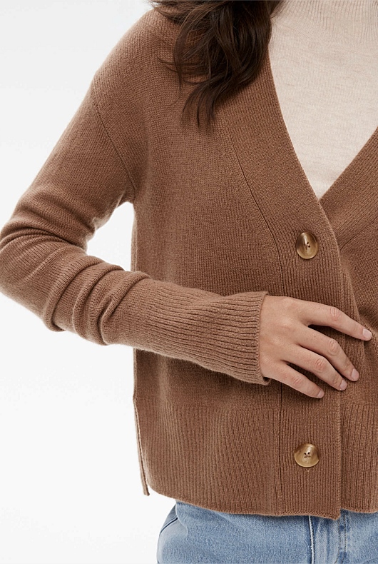 Camel Wool Blend Knit Cardigan - Women's Cardigans | Witchery