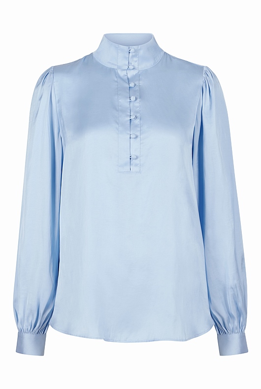 Baby Blue Button Up Blouse - Women's Evening Shirts | Witchery