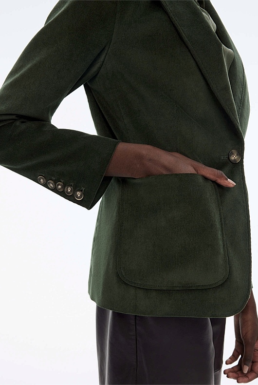 Dark Forest Cotton Cord Single Breasted Blazer - Women's Blazers | Witchery