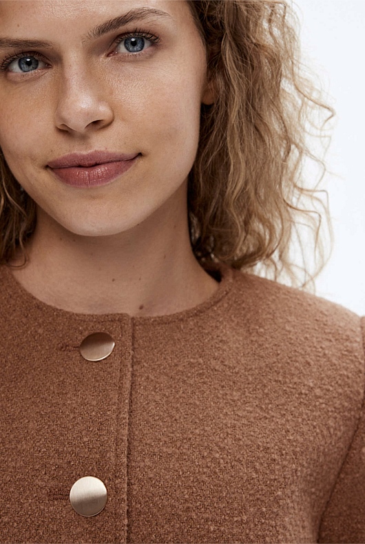 Camel Wool Blend Textured Jacket - Women's Jackets | Witchery