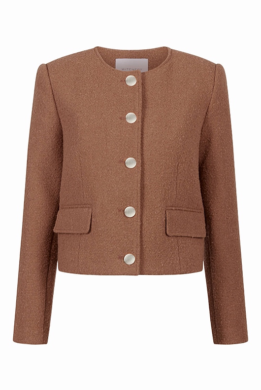 Camel Wool Blend Textured Jacket - Women's Jackets | Witchery