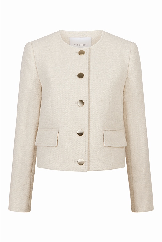 Cream Wool Blend Textured Jacket - Women's Jackets | Witchery