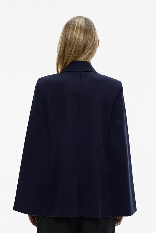 Blue Night Double-Breasted Cape Blazer - Women's Blazers | Witchery