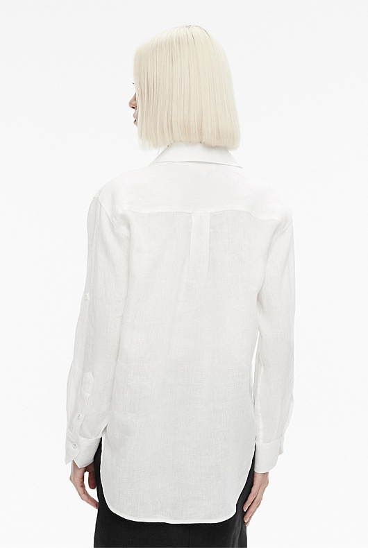 Chalk French Linen Pocket Detail Shirt - Women's Linen Shirts | Witchery