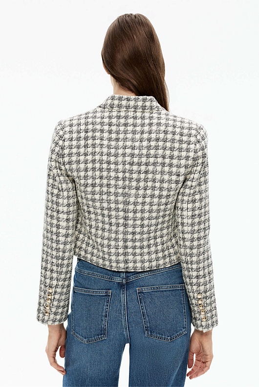 Black Yarn-Dye Boucle Double-Breasted Blazer - Women's Blazers | Witchery