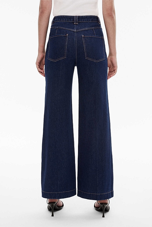 Dark Indigo Wide Leg Angled Pocket Jean - Women's Denim & Jeans | Witchery