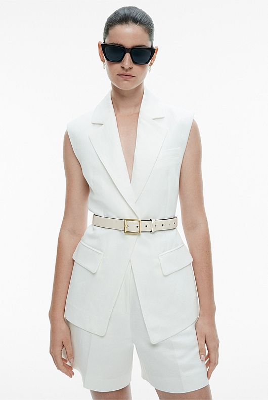 Milk White Sharp Buckle Belt - Women's Belts | Witchery