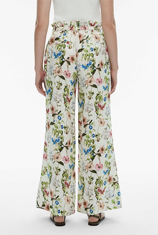 Porcelain Botanical Print Trouser - Women's High Waisted Pants | Witchery