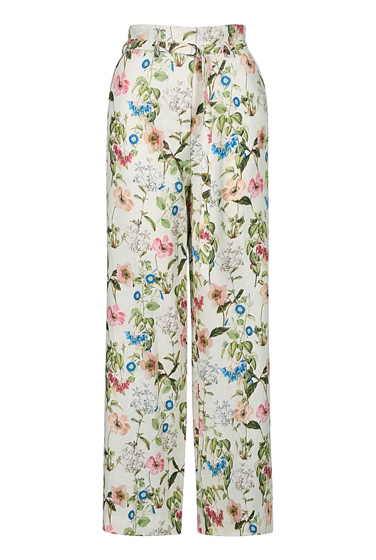 Porcelain Botanical Print Trouser - Women's High Waisted Pants | Witchery