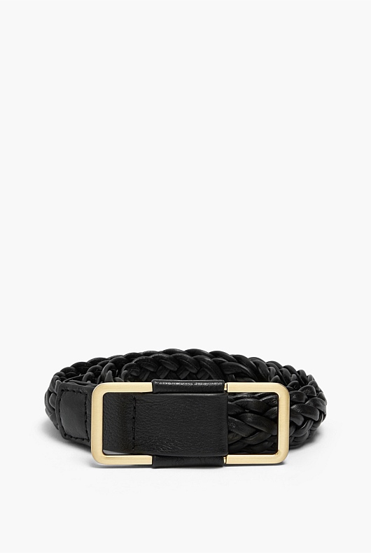Black Woven Square Buckle Belt - Women's Belts | Witchery
