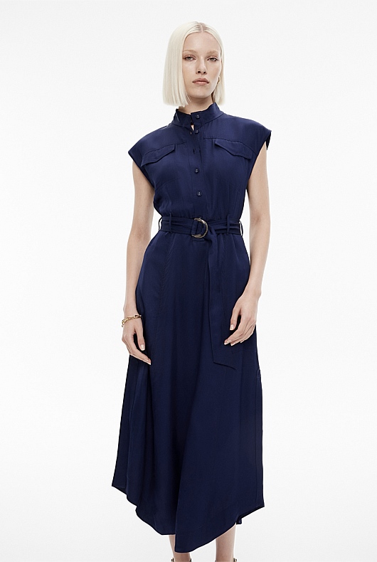 Ink Blue Half Placket Dress - Women's Casual Dresses | Witchery