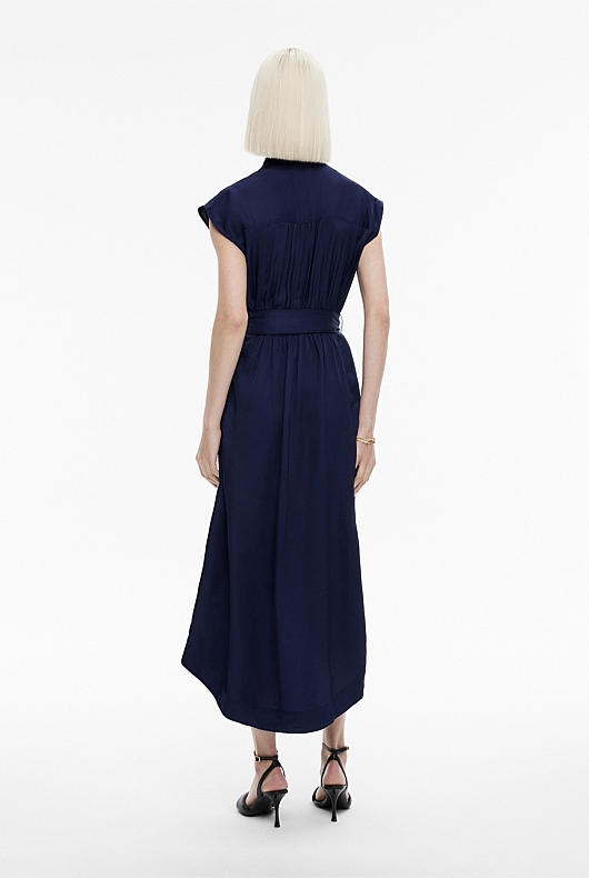 Ink Blue Half Placket Dress - Women's Casual Dresses | Witchery