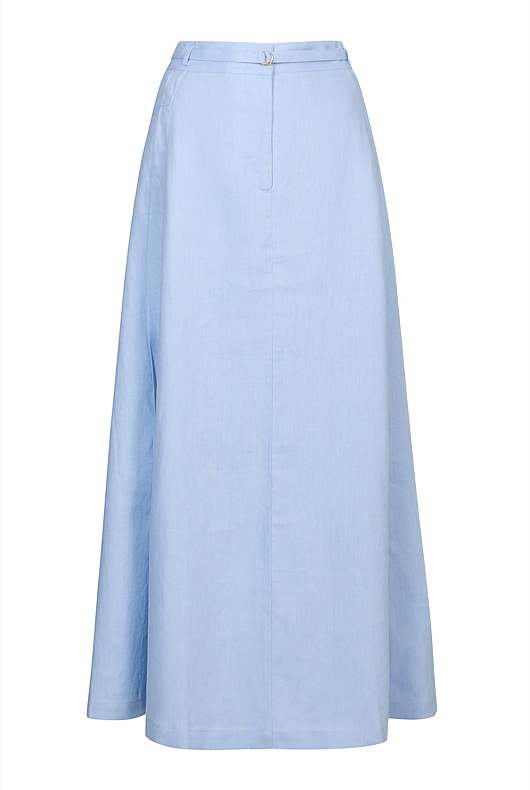 Pastel Blue French Linen Midi Skirt - Women's A Line Skirts | Witchery