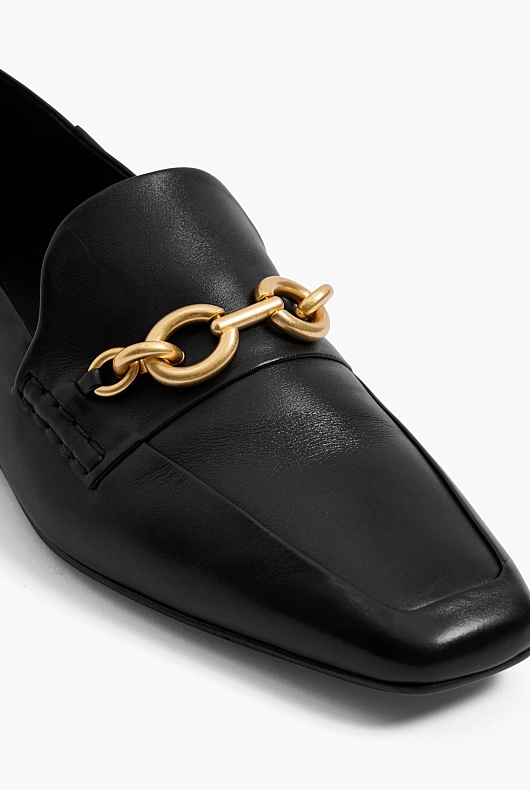 Black Leather Loafer with Chain - Women's Workwear Shoes | Witchery