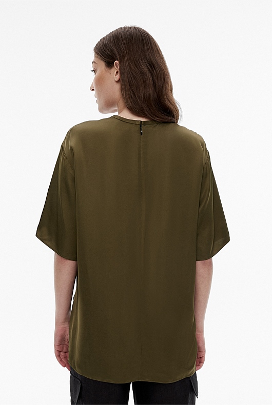 Jungle Satin Woven Tee - Women's T Shirts | Witchery
