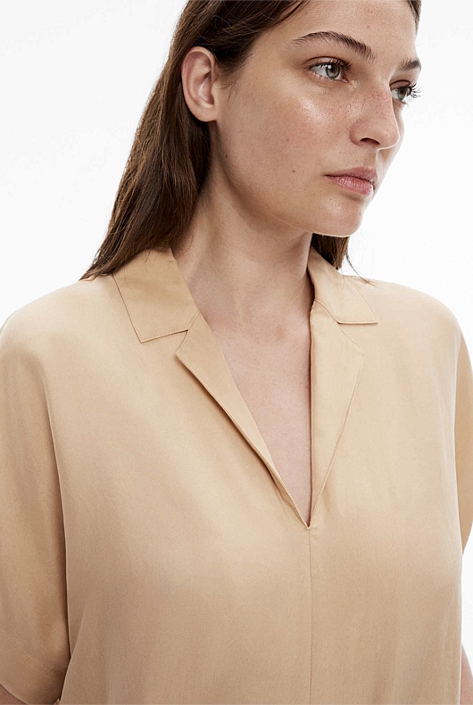 Honey Cupro Pop Over Blouse - Women's Oversized Shirts | Witchery