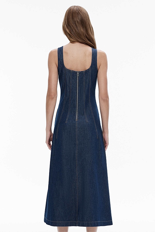 Dark Indigo Denim Seam Detail Dress - Women's A Line Dresses | Witchery